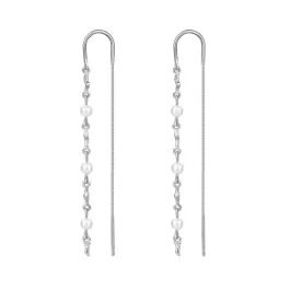 Nava Mara lange parel ketting oorbellen in zilver